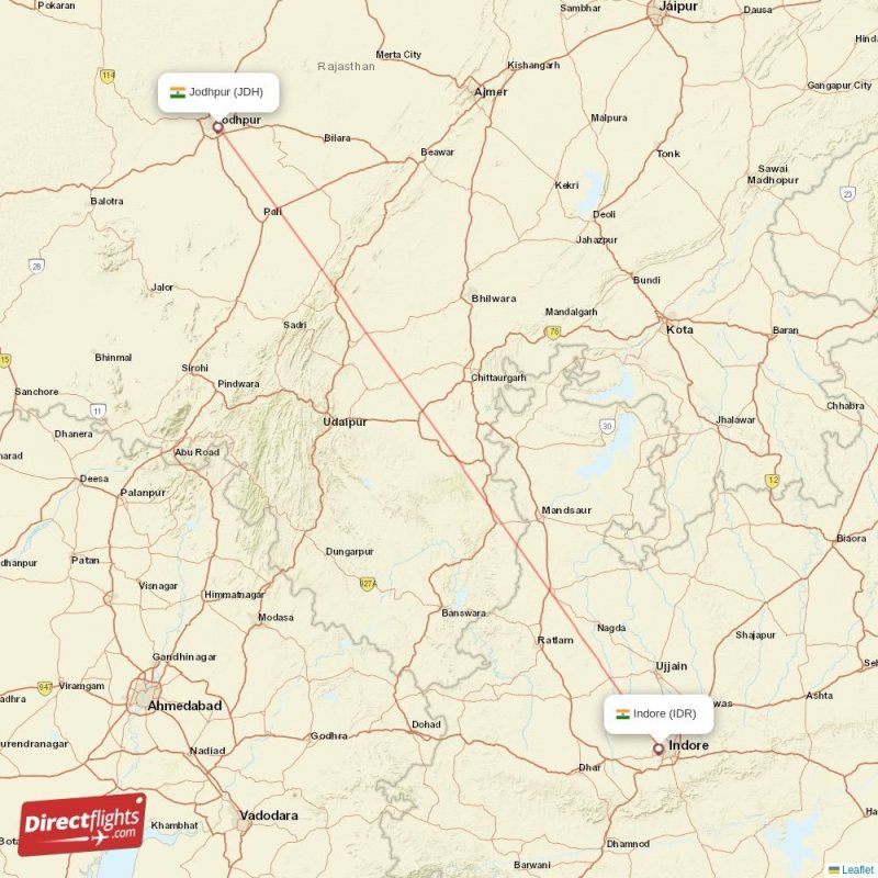 Direct flights from Jodhpur to Indore, JDH to IDR non-stop ...