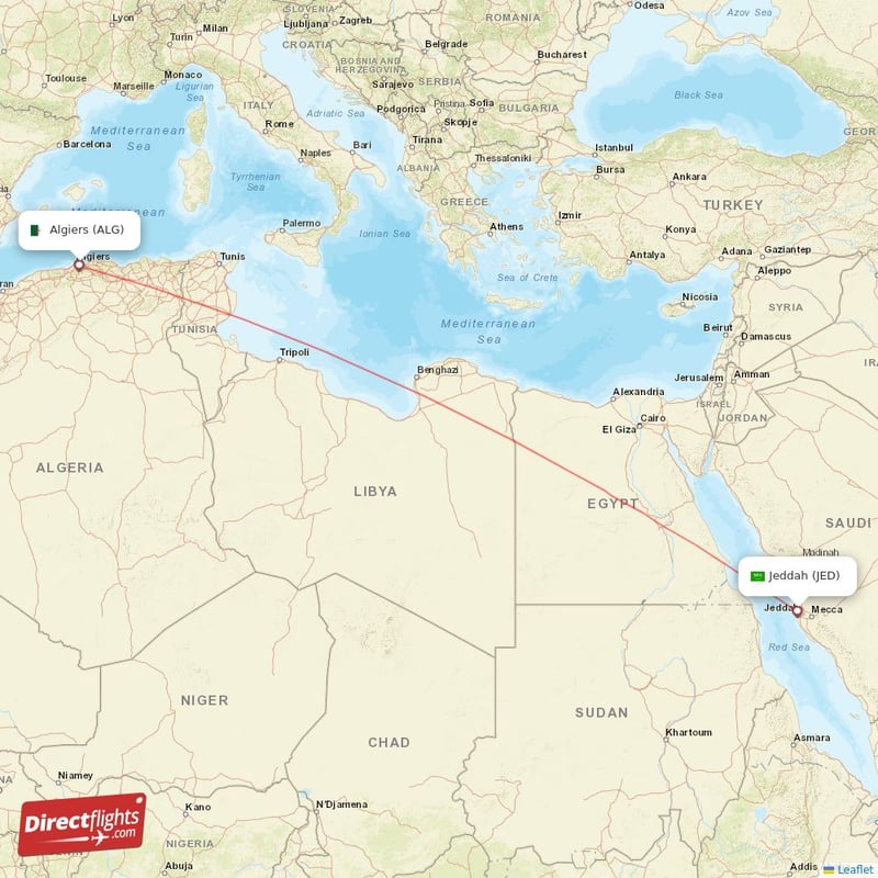 Direct flights from Jeddah to Algiers, JED to ALG non-stop - Directflights.com