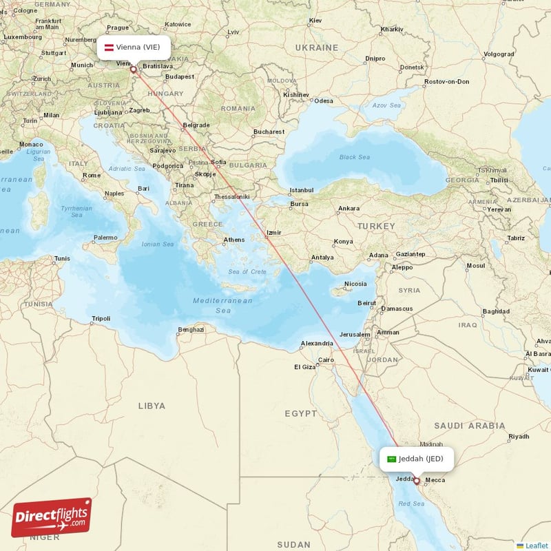 Direct flights from Jeddah to Vienna, JED to VIE non-stop - Directflights.com