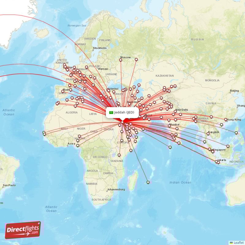 Direct flights from Jeddah - 167 destinations - JED, Saudi Arabia ...