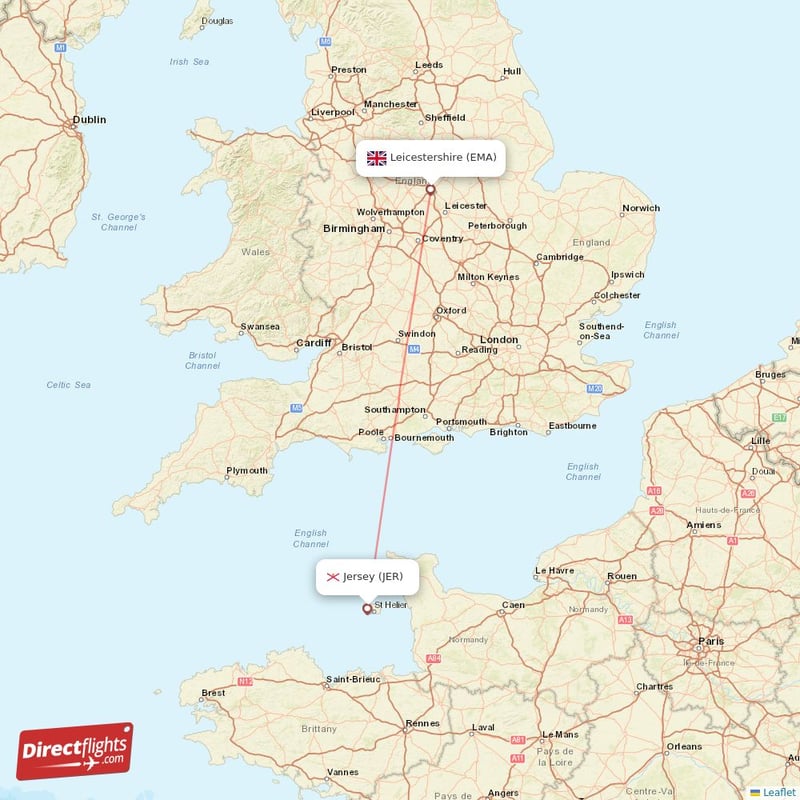 Direct flights from Jersey to Leicestershire, JER to EMA non-stop - Directflights.com