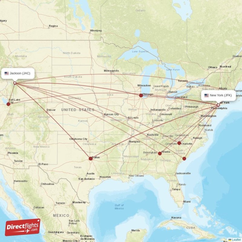 Direct flights from New York to Jackson (JFK-JAC) - Directflights.com