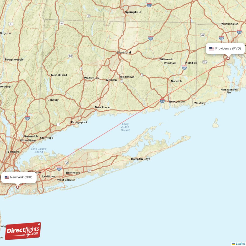 Direct flights from New York to Providence (JFK-PVD) - Directflights.com