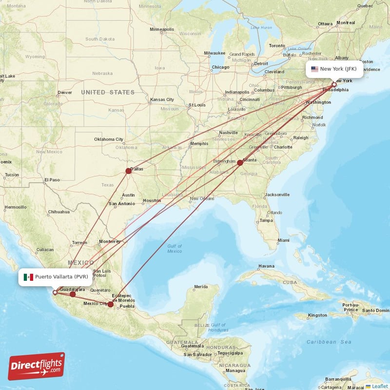 Direct flights from New York to Puerto Vallarta, JFK to PVR non-stop - Directflights.com