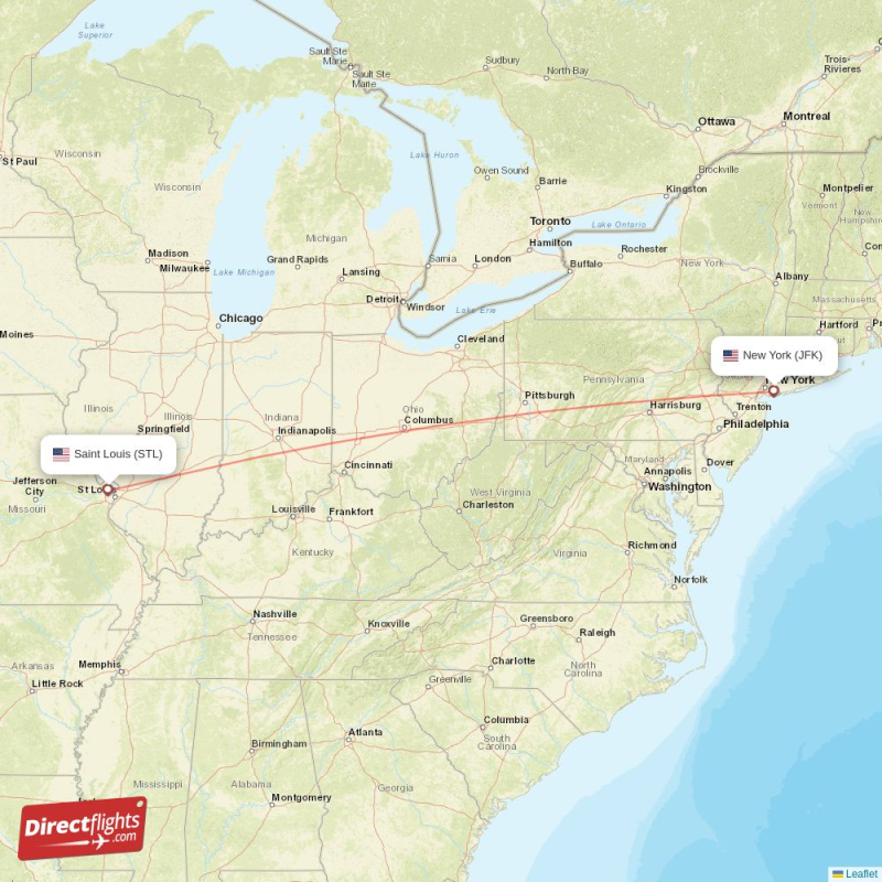 Direct flights from New York to Saint Louis (JFK-STL) - Directflights.com