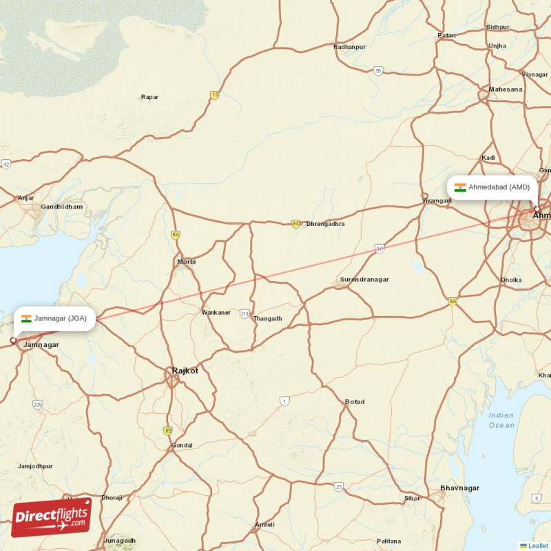 Direct flights from Ahmedabad to Jamnagar (AMD-JGA) - Directflights.com