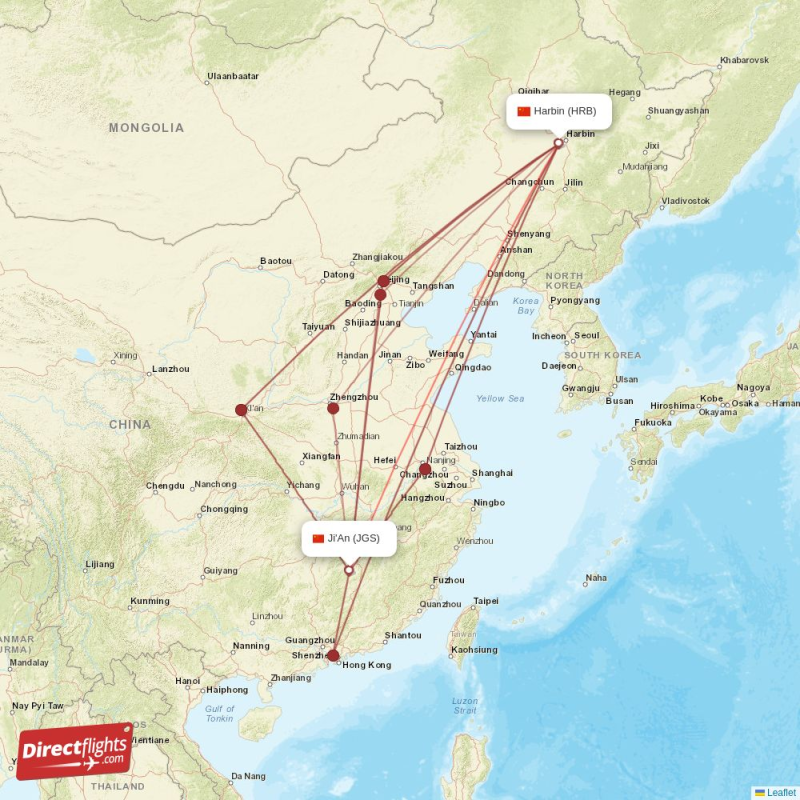 Direct flights from Ji'An to Harbin (JGS-HRB) - Directflights.com