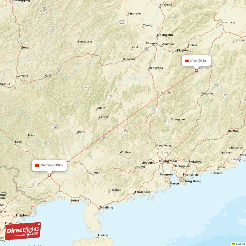 Direct flights from Ji'An to Nanning (JGS-NNG) - Directflights.com