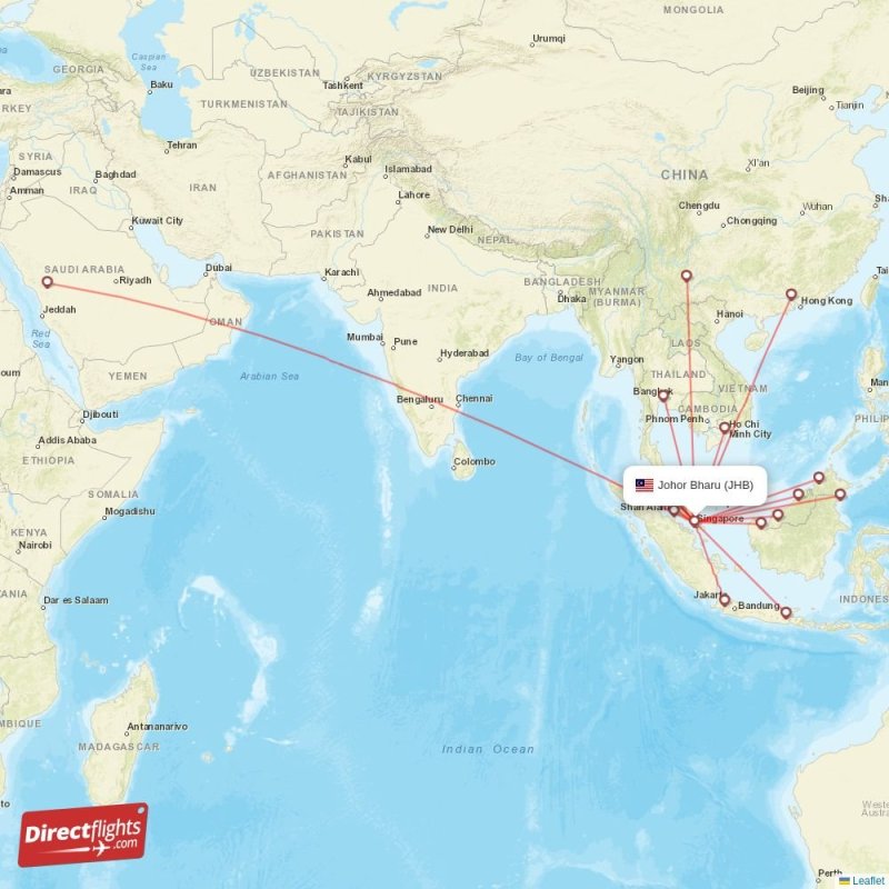 Direct flights from Johor Bharu - 19 destinations - JHB, Malaysia ...