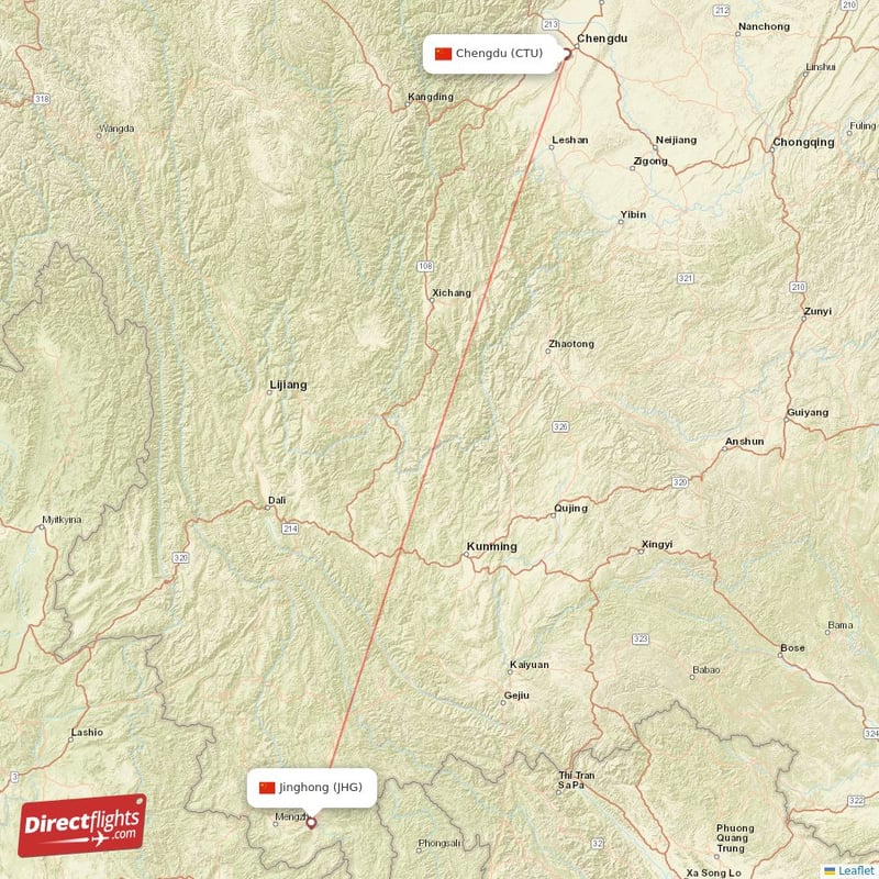 Direct flights from Jinghong to Chengdu, JHG to CTU non-stop ...
