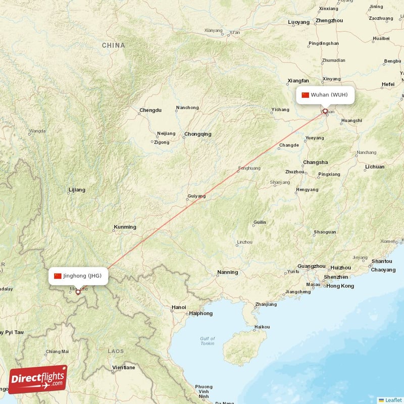 Direct flights from Jinghong to Wuhan, JHG to WUH non-stop - Directflights.com