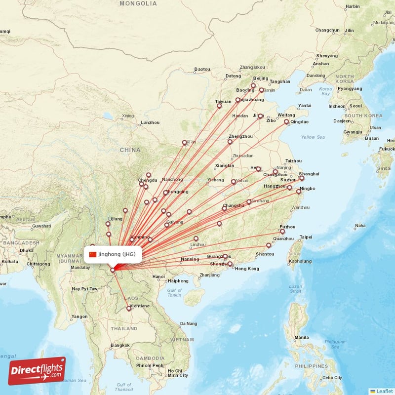 Direct flights from Jinghong - 49 destinations - JHG, China - Directflights.com