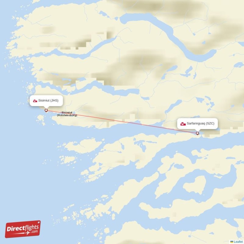 Direct flights from Sisimiut to Sarfannguaq, JHS to SZC non-stop ...