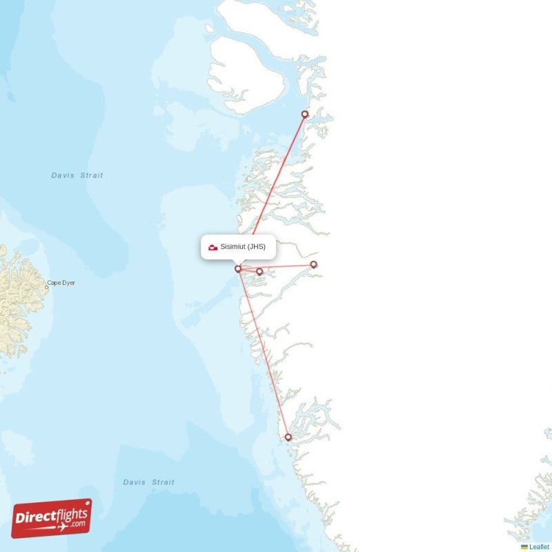 Direct flights to Sisimiut - JHS, Greenland - Directflights.com