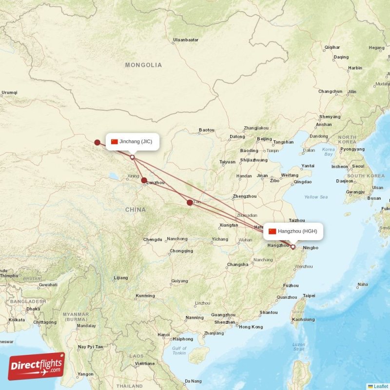 Direct flights from Jinchang to Hangzhou (JIC-HGH) - Directflights.com