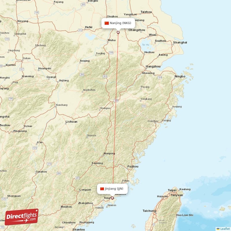 Direct flights from Jinjiang to Nanjing, JJN to NKG non-stop - Directflights.com