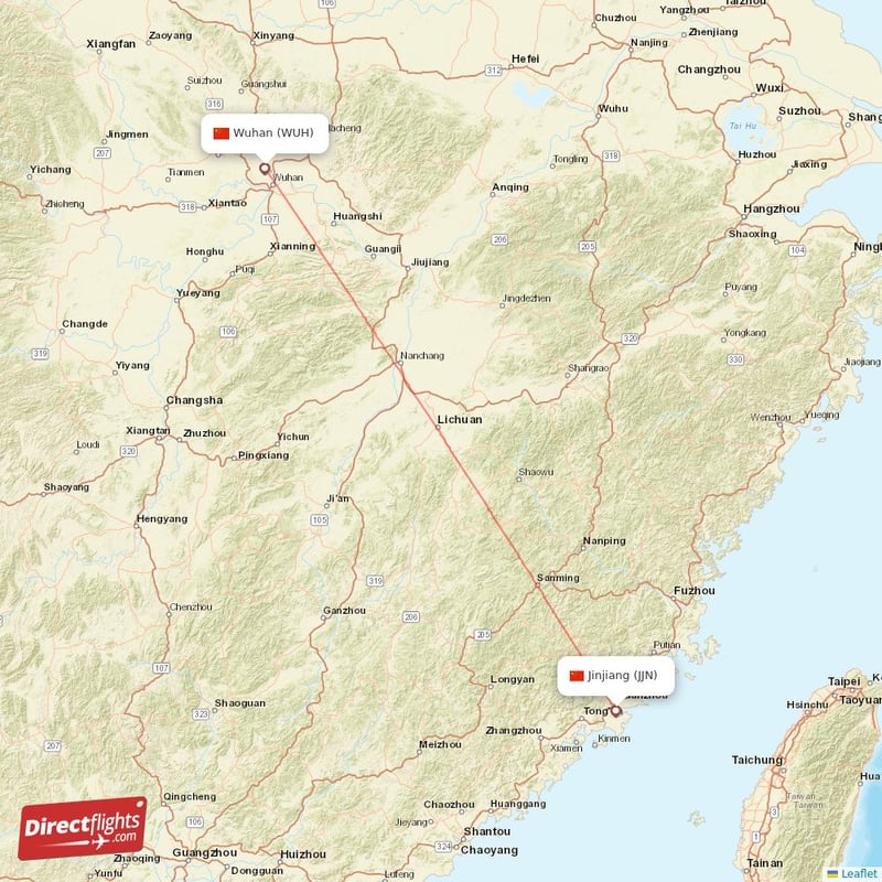 Direct flights from Jinjiang to Wuhan, JJN to WUH non-stop ...