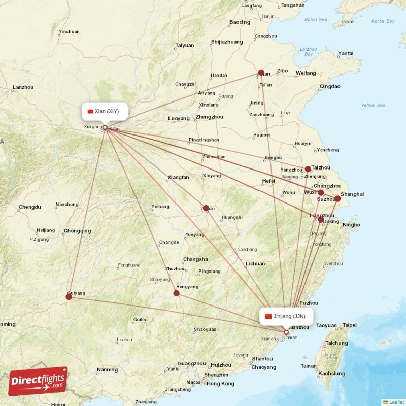 Direct flights from Jinjiang to Xian (JJN-XIY) - Directflights.com