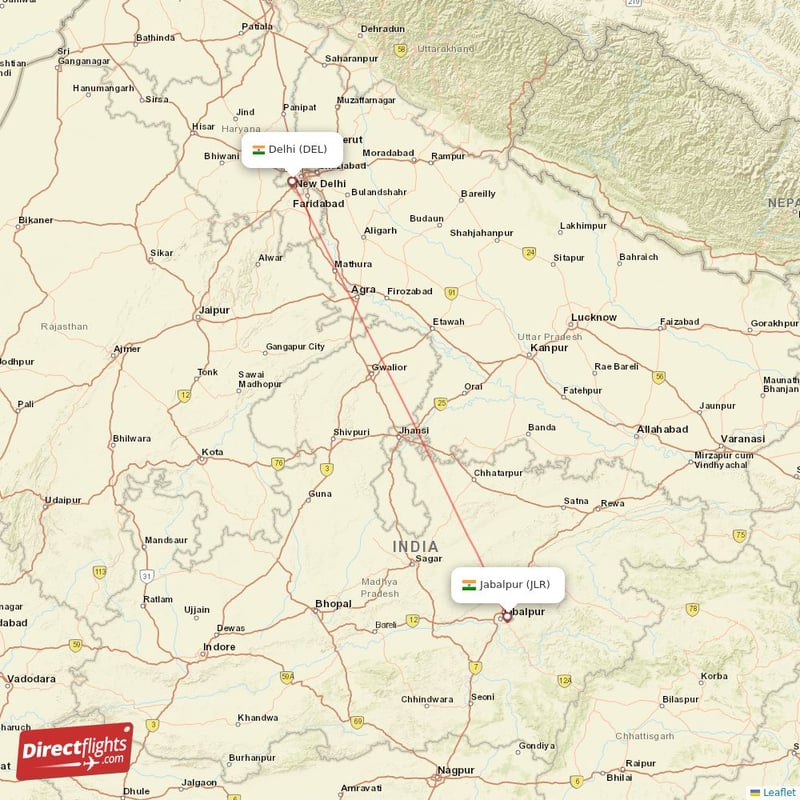 Direct flights from Jabalpur to Delhi, JLR to DEL non-stop ...