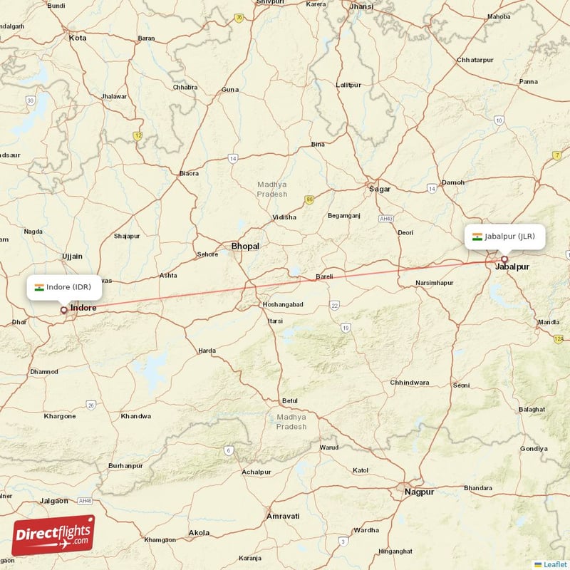 Direct flights from Jabalpur to Indore, JLR to IDR non-stop ...