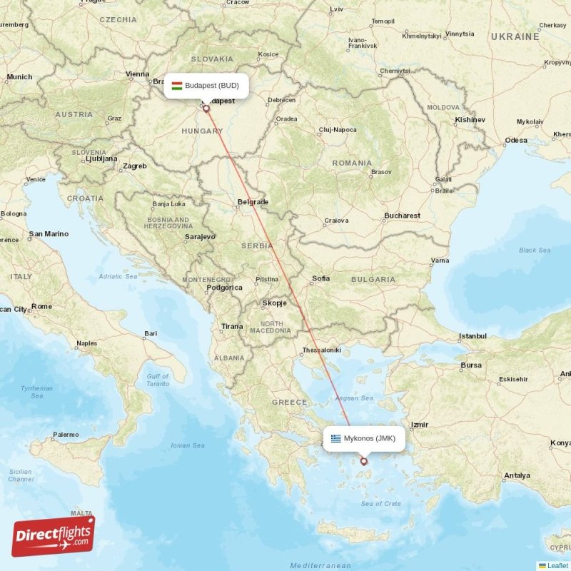 Direct flights from Mykonos to Budapest, JMK to BUD non-stop - Directflights.com