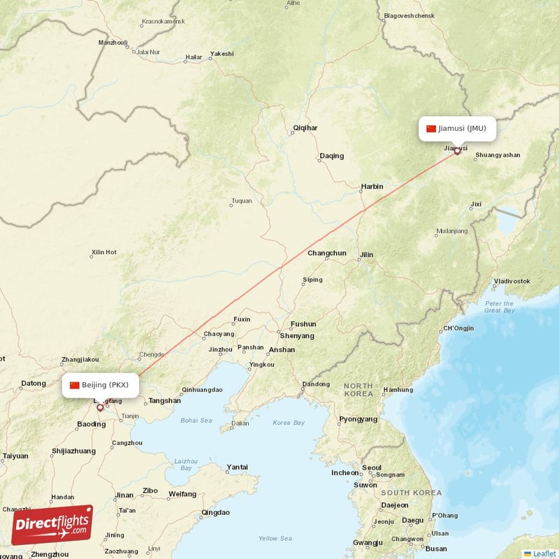 Direct flights from Jiamusi to Beijing, JMU to PKX non-stop - Directflights.com