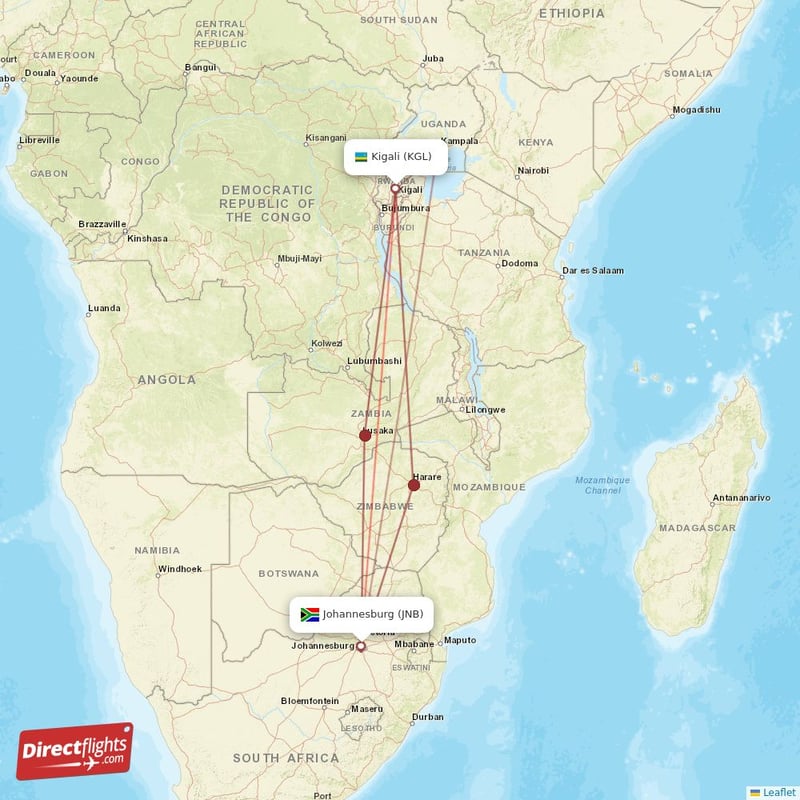 Direct flights from Johannesburg to Kigali, JNB to KGL non-stop ...