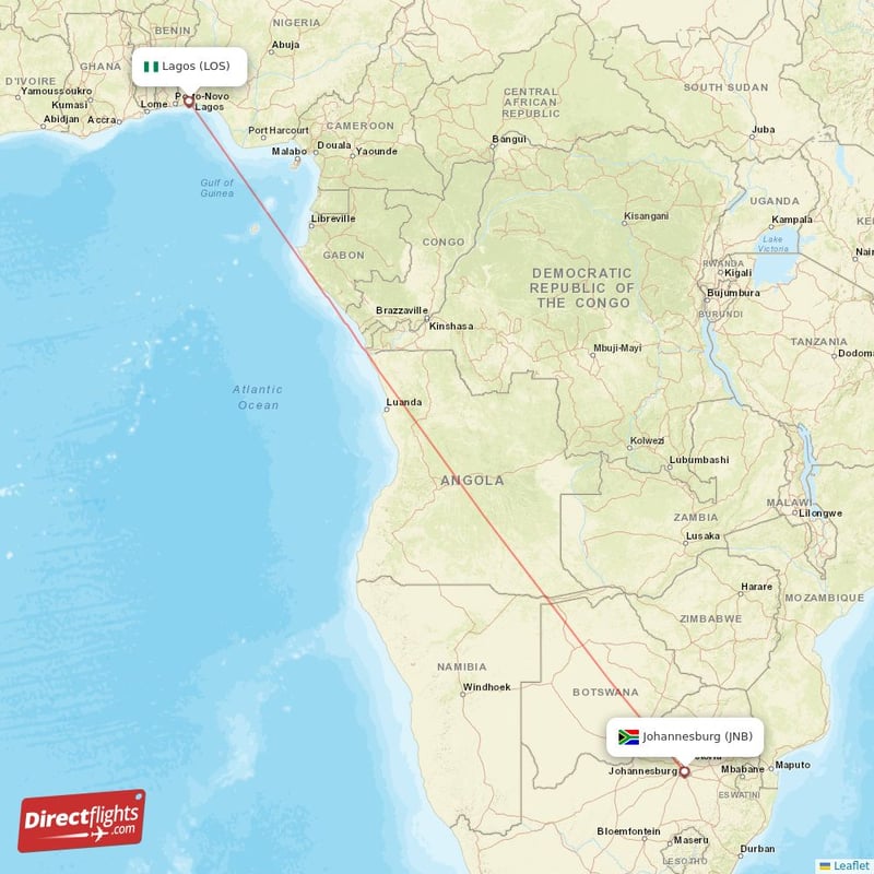 Direct flights from Johannesburg to Lagos, JNB to LOS non-stop - Directflights.com