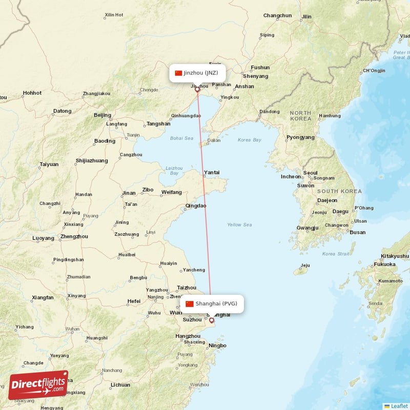 Direct flights from Jinzhou to Shanghai, JNZ to PVG non-stop - Directflights.com