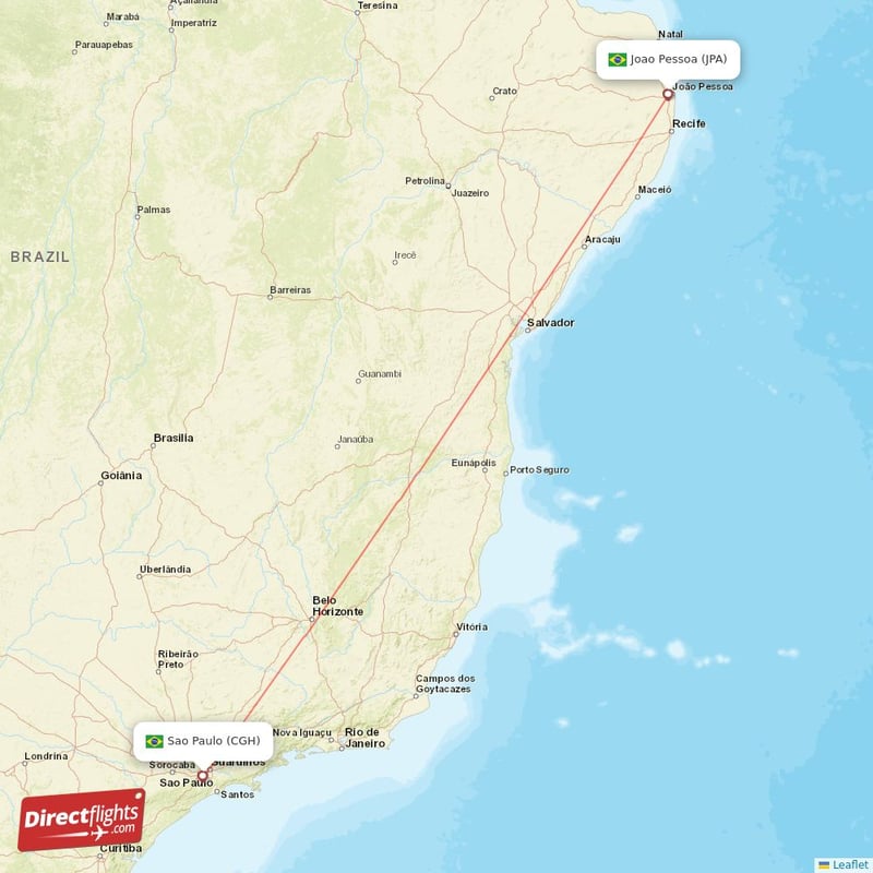 Direct flights from Joao Pessoa to Sao Paulo, JPA to CGH non-stop - Directflights.com