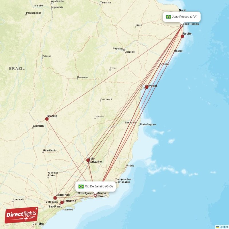 Direct flights from Joao Pessoa to Rio De Janeiro, JPA to GIG non-stop ...