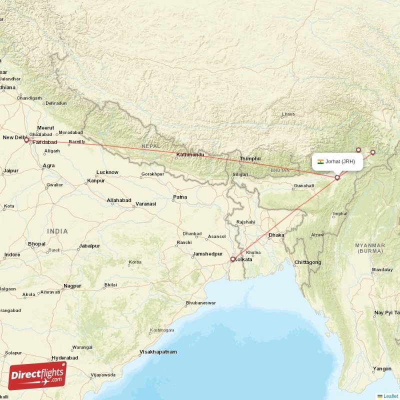 Direct flights from Jorhat - 2 destinations - JRH, India ...