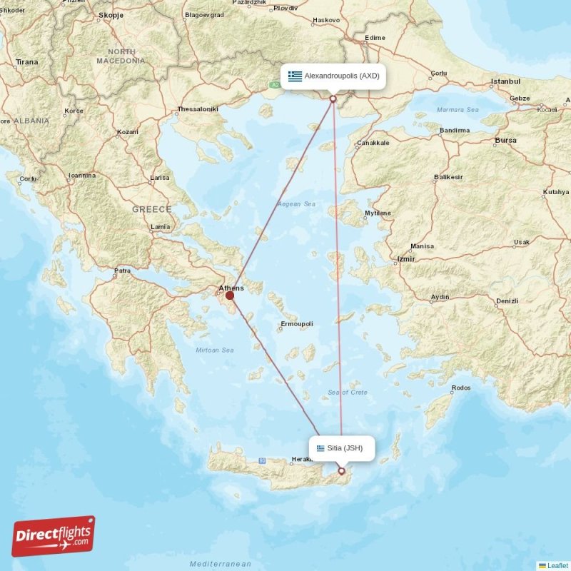 Direct flights from Sitia to Alexandroupolis (JSH-AXD) - Directflights.com