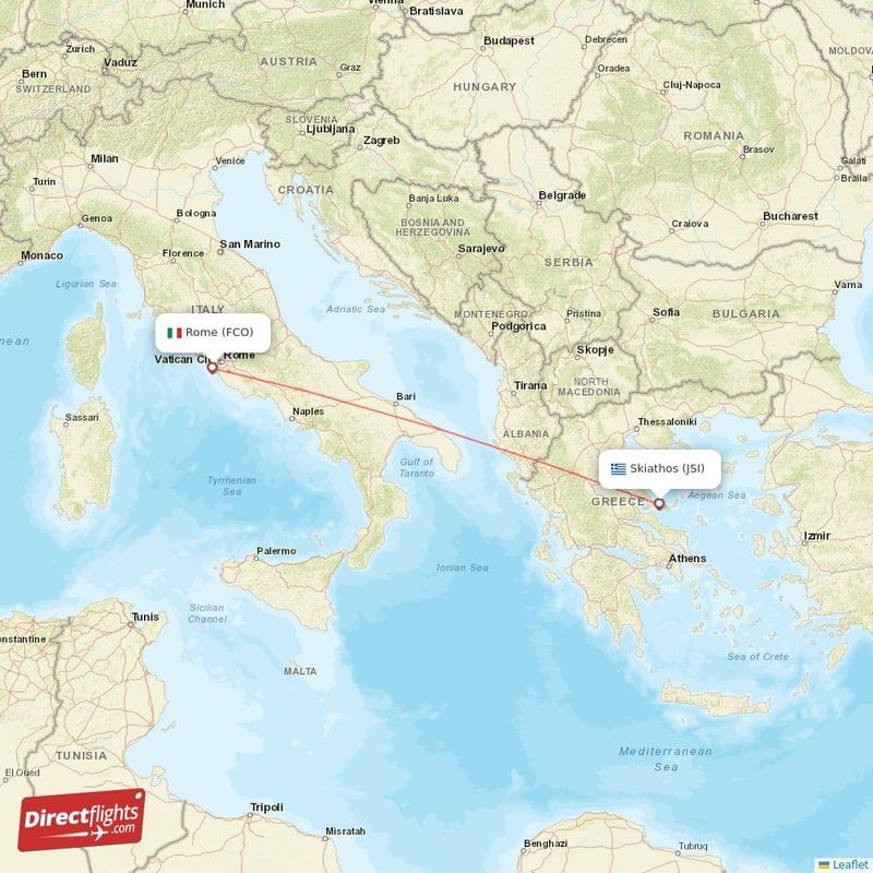 Direct flights from Skiathos to Rome, JSI to FCO non-stop - Directflights.com