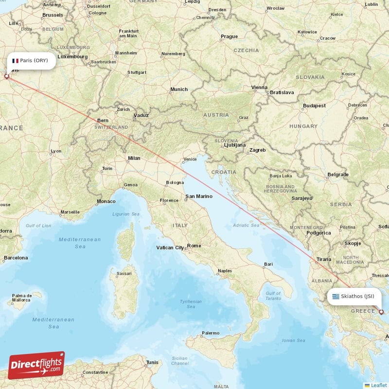 Direct flights from Skiathos to Paris, JSI to ORY non-stop - Directflights.com
