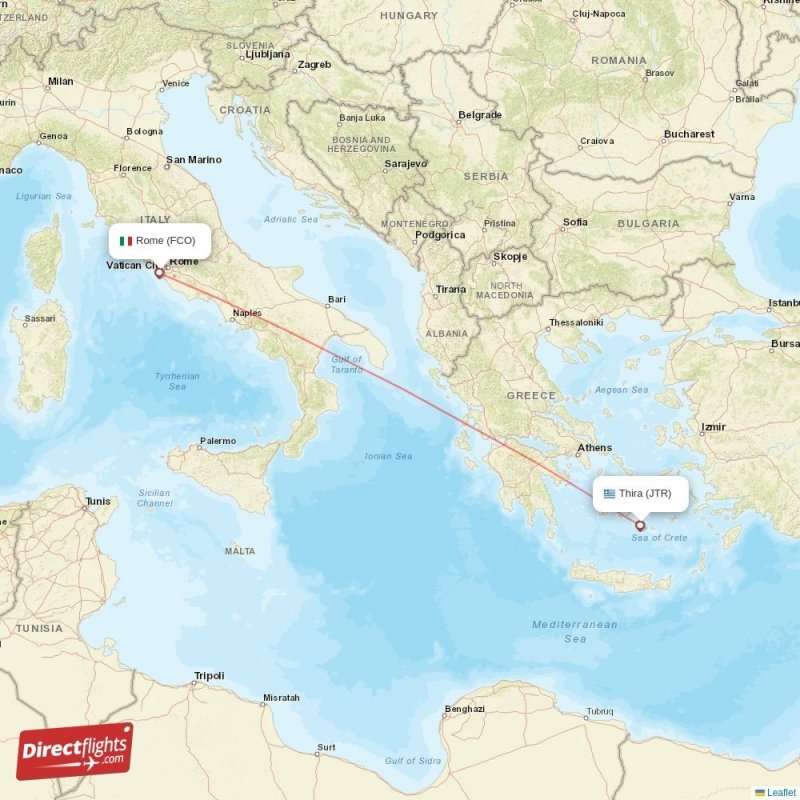 Direct flights from Thira to Rome (JTR-FCO) - Directflights.com