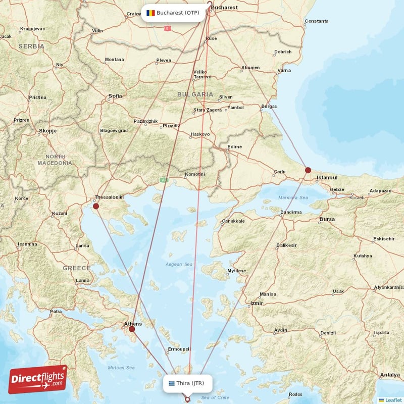 Direct flights from Thira to Bucharest, JTR to OTP non-stop - Directflights.com