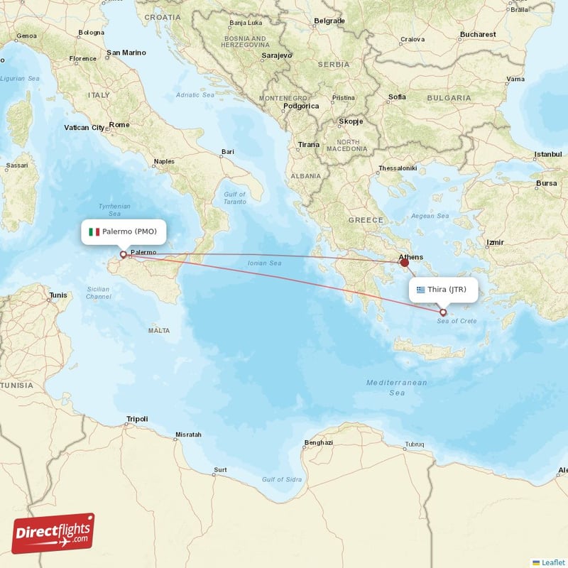 Direct flights from Thira to Palermo, JTR to PMO non-stop - Directflights.com