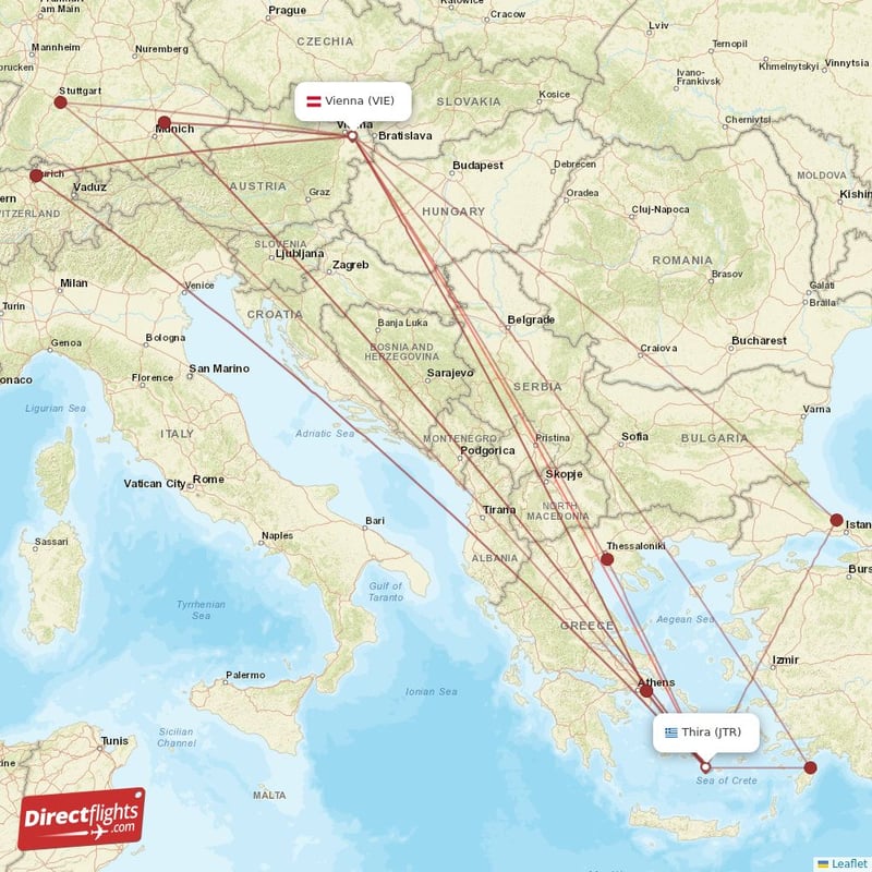 Direct flights from Thira to Vienna, JTR to VIE non-stop - Directflights.com