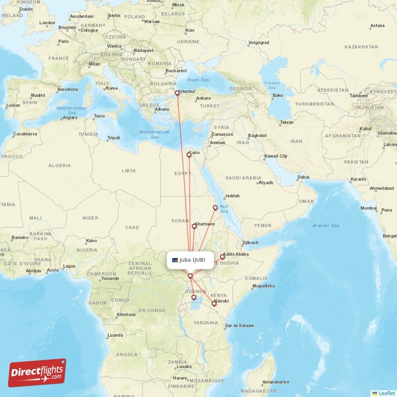 Direct flights from Juba - 11 destinations - JUB, South Sudan - Directflights.com