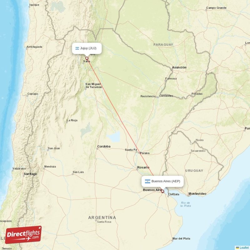 Direct flights from Jujuy to Buenos Aires, JUJ to AEP non-stop ...