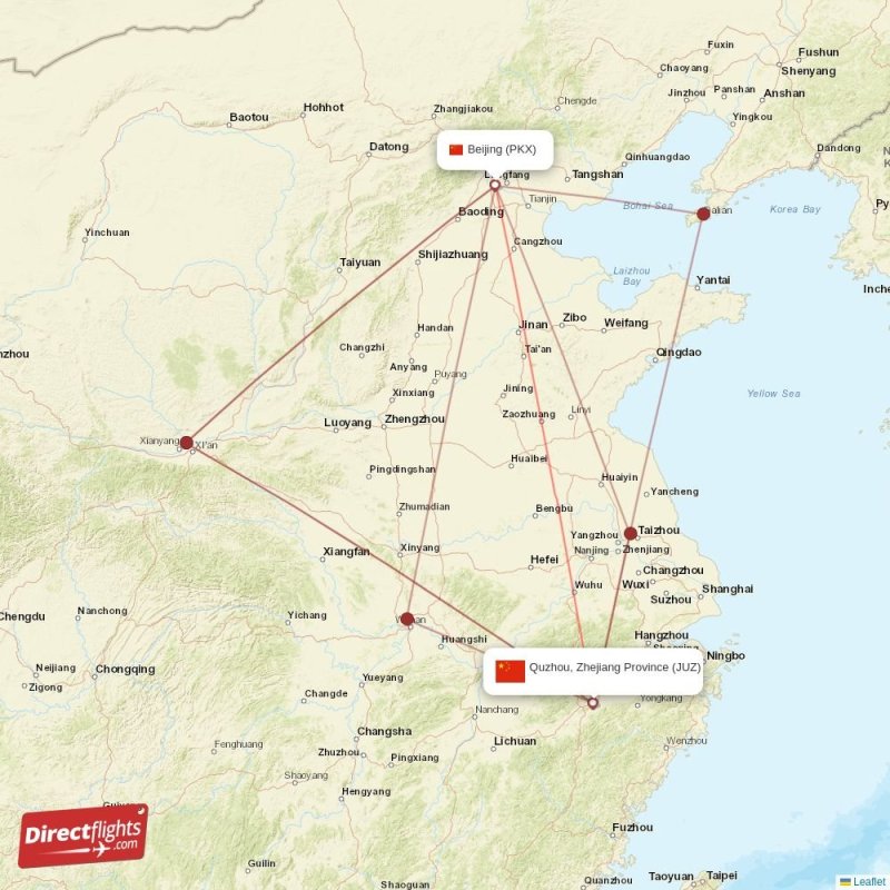 Direct flights from Quzhou, Zhejiang Province to Beijing, JUZ to PKX ...