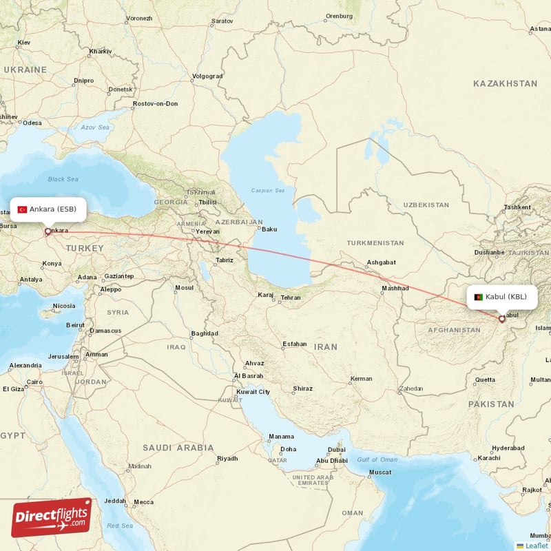 Direct flights from Kabul to Ankara, KBL to ESB non-stop - Directflights.com