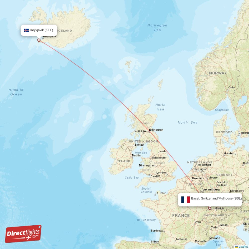 Direct flights from Reykjavik to Basel, Switzerland/Mulhouse, KEF to ...
