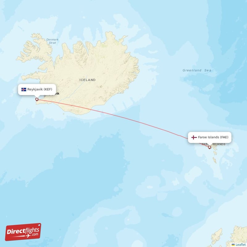 Direct flights from Reykjavik to Faroe Islands, KEF to FAE non-stop - Directflights.com