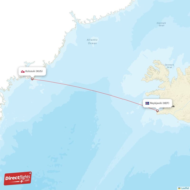Direct flights from Reykjavik to Kulusuk, KEF to KUS non-stop - Directflights.com