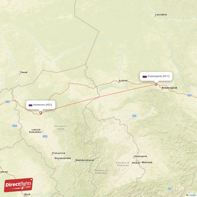 Direct flights from Kemerovo to Krasnoyarsk, KEJ to KCY non-stop ...