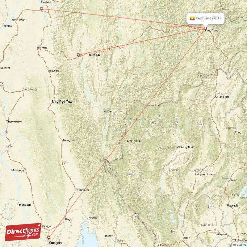 Direct flights from Keng Tung - 3 destinations - KET, Myanmar ...
