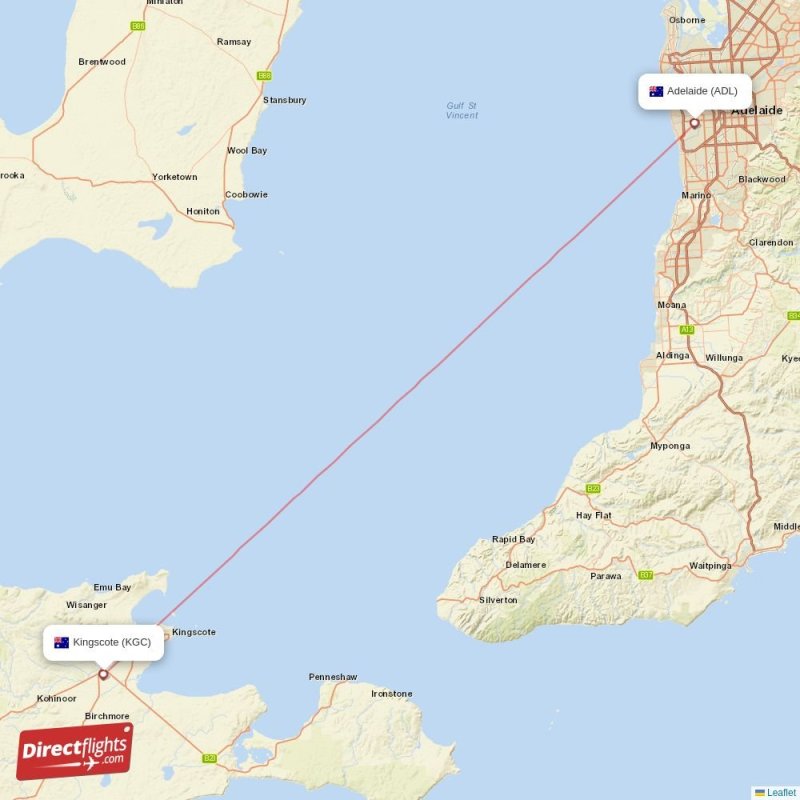 Direct flights to Kingscote - KGC, Australia - Directflights.com