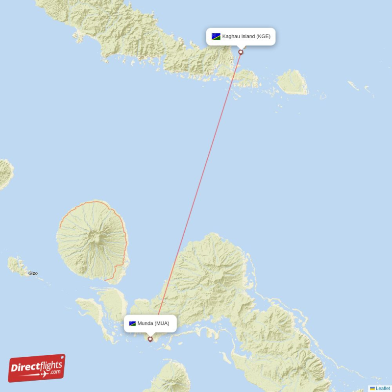 Direct flights from Kaghau Island to Munda (KGE-MUA) - Directflights.com